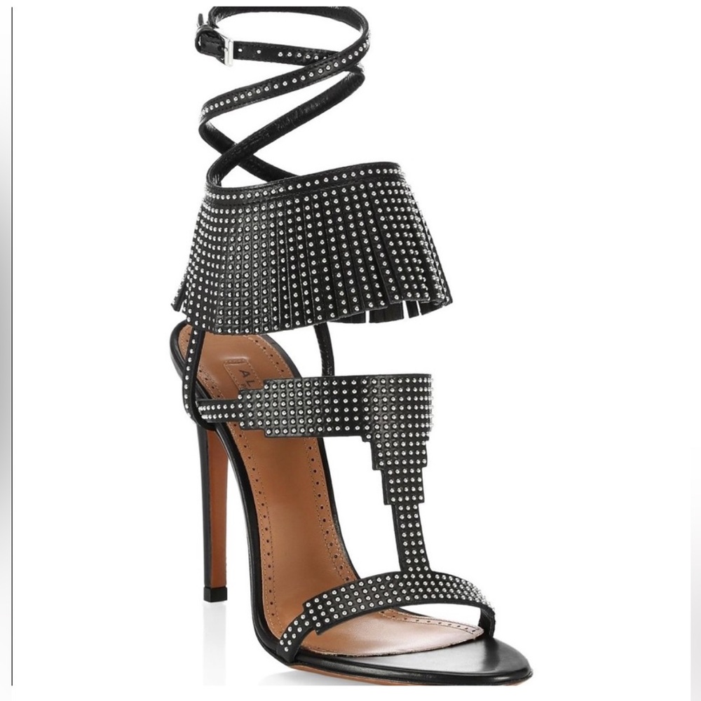 Alaia Studded Fringe Heel - Gem